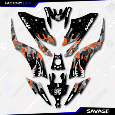 Gray & Orange Savage Camo Racing Graphics kit fits Yamaha Raptor 125 ...