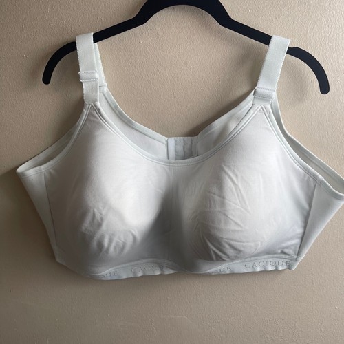 Cacique Womens 50DD Bra White Lightly Lined Cotton Scoop Lane Bryant No ...