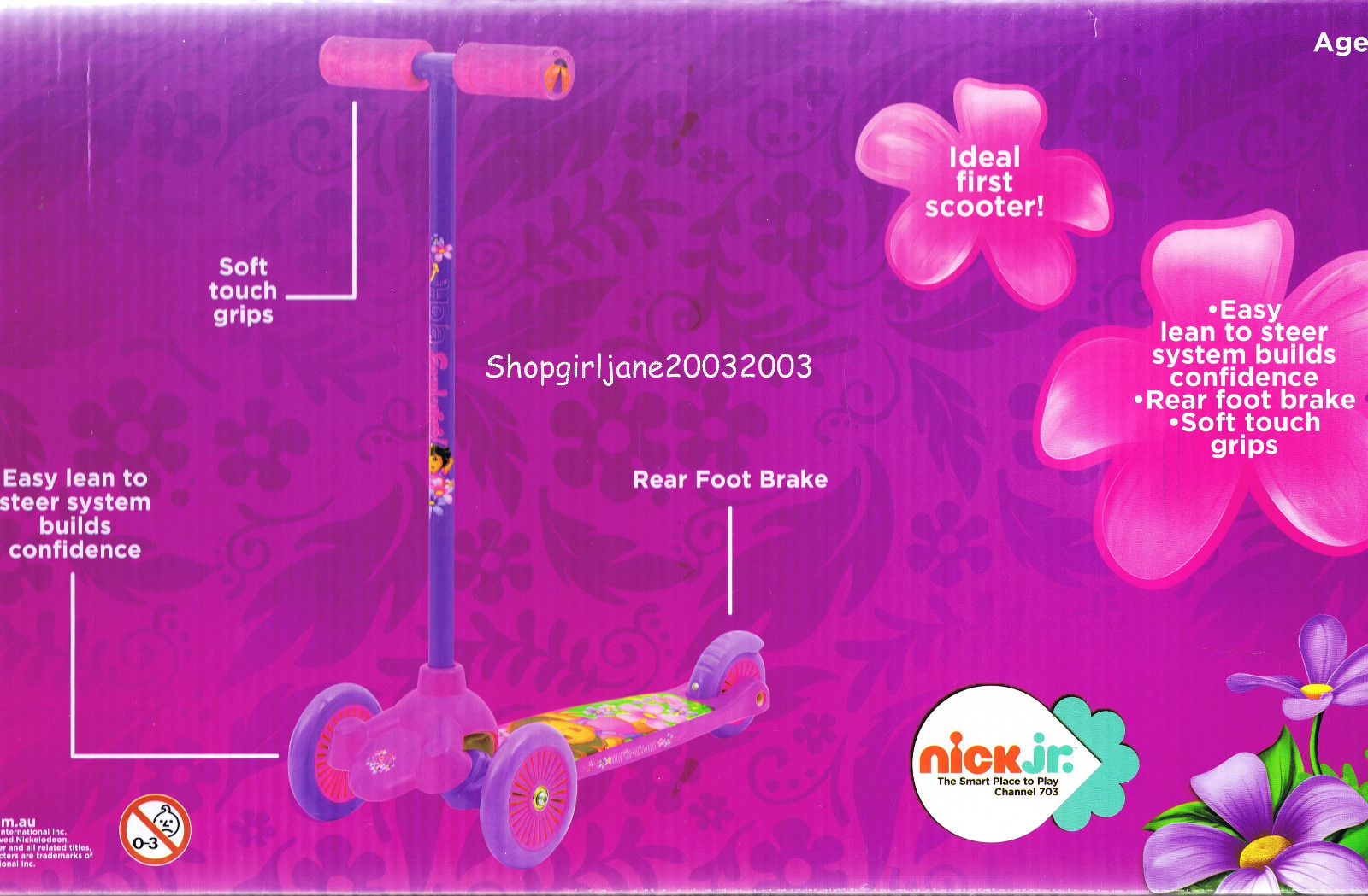 Dora the Explorer - Lean & Glide Scooter - 3 wheels - Brand new in box ...