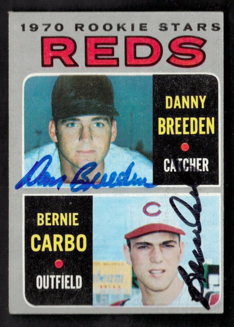 1970 Topps Reds Rookie Stars Autographed Bernie Carbo & Danny Breeden ...