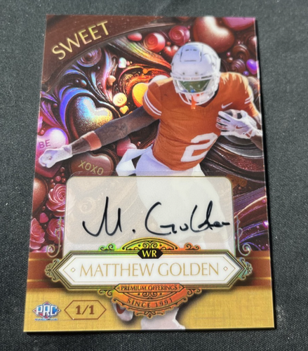 2024 WILD CARD MATTHEW GOLDEN 1/1 AUTO GOLD PRIZM OPTIC HOLO PACKERS ...