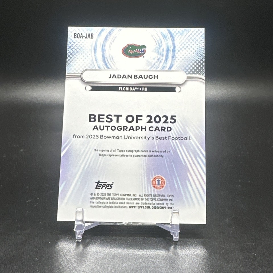 2025 Bowman Best U Jadan Baugh Best of 2025 Auto #BOA-JAB Gators | eBay