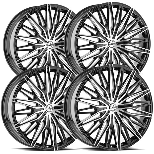 (4) Azara AZA-522 20x8.5 5x4.5"/5x120 +35mm Black/Machined Wheels Rims ...