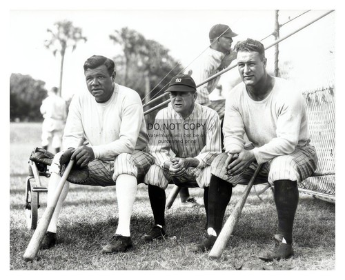 BABE RUTH, MILLER HUGGINS, AND LOU GEHRIG NEW YORK YANKEES BASEBALL ...