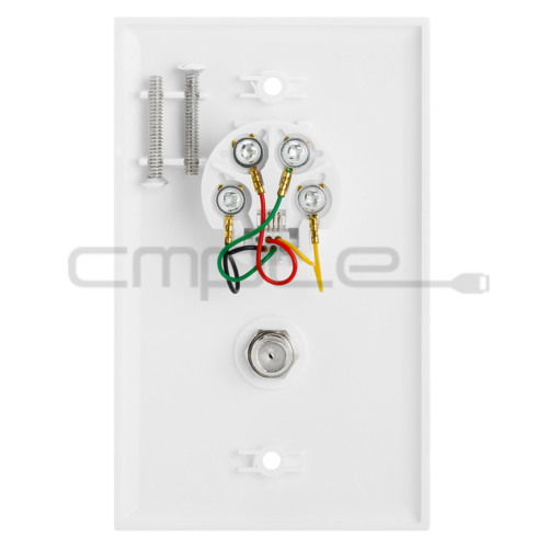 RJ11 + F-Type Wall Plate Telephone Phone Line Satellite Coaxial Jack ...