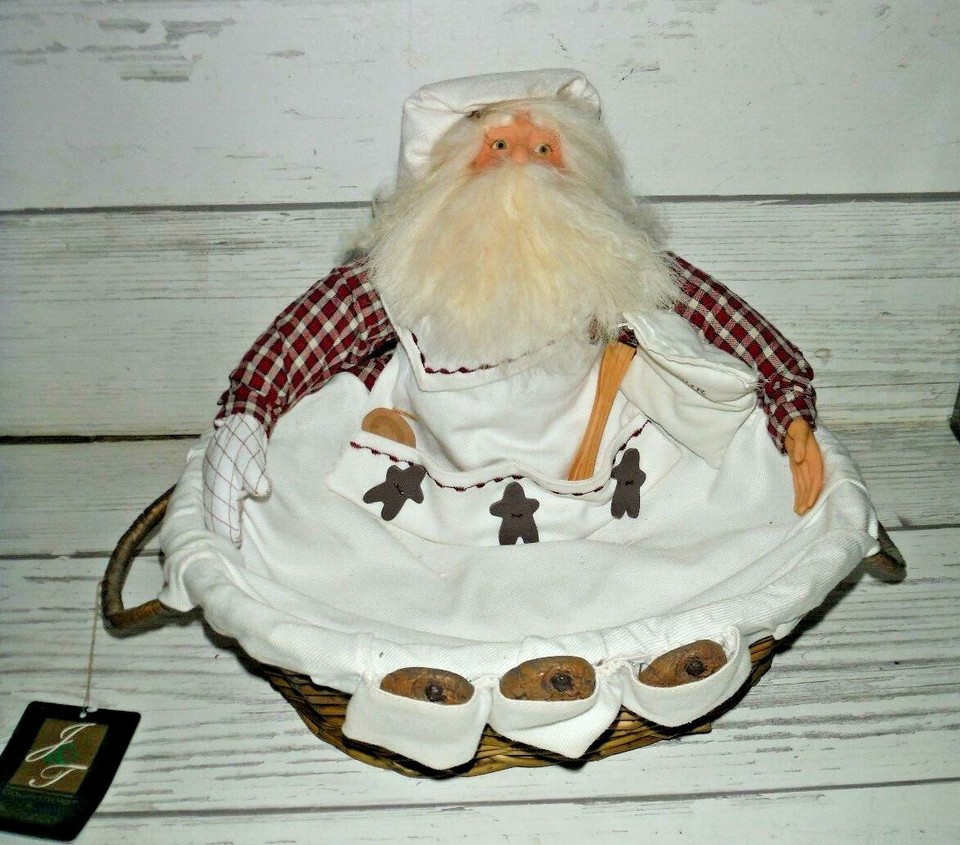 Boyds J & T Imaginations Baking Santa Baker Basket Figurine Chef Nicoli ...