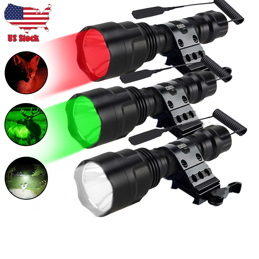 Gun 90000LM Red Green Flashlight Hunting Air Rifle Torch Lights Scope ...