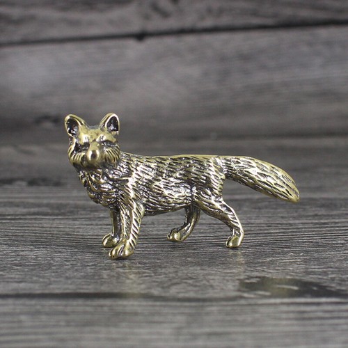 Brass Fox Figurines Miniatures Desk Ornaments Tea Pet Crafts Retro ...