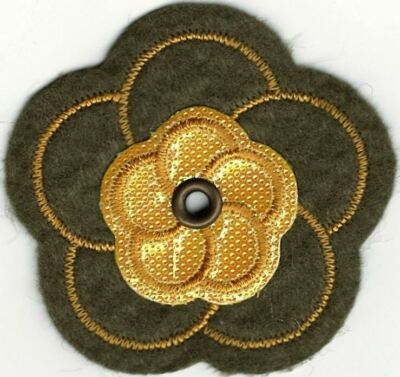 2 3/8" Green Felt Yellow Grommet Two Layer Five Petal Flower Embroidery ...