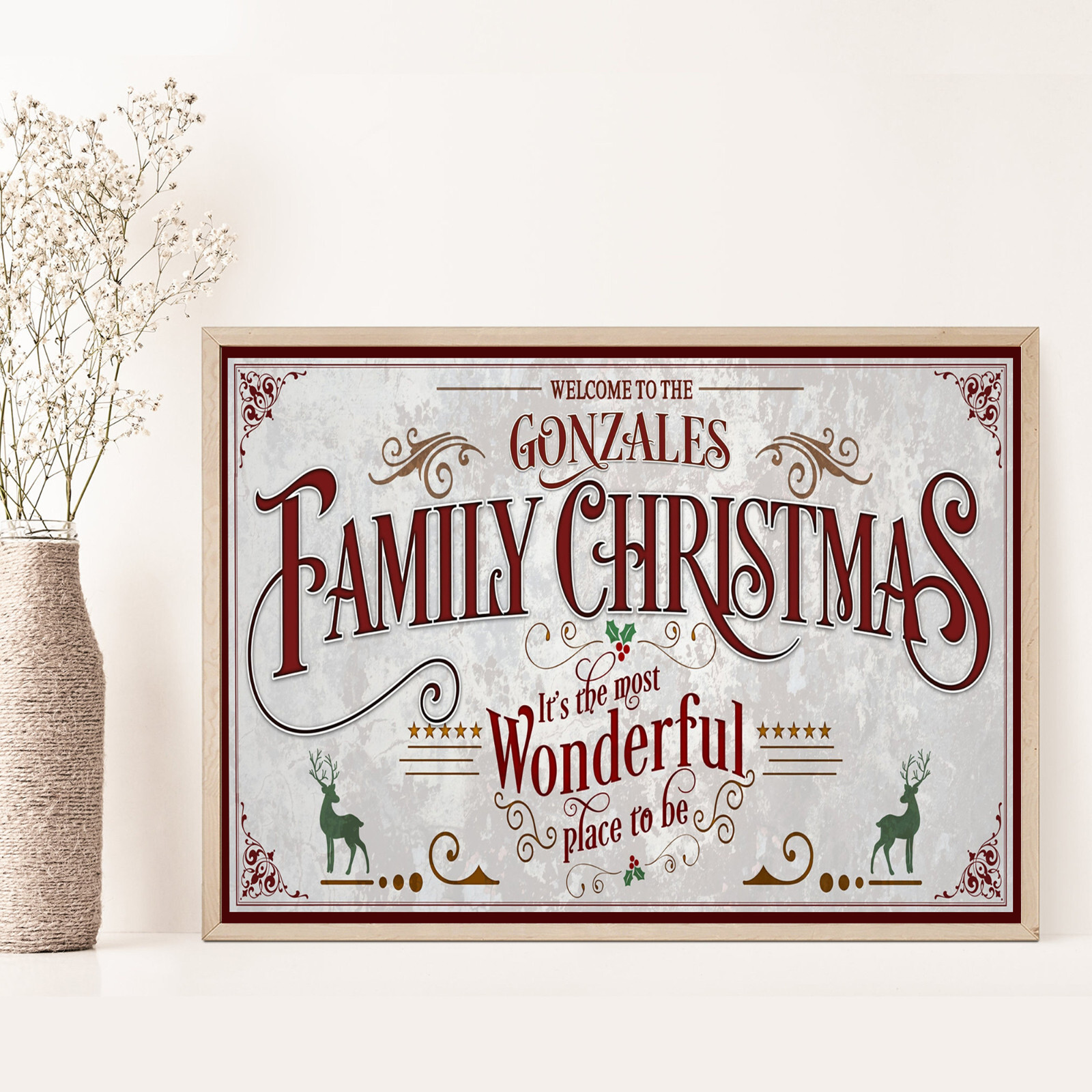 Personalized Family Christmas Sign Canvas, Christmas Decor Sign ...