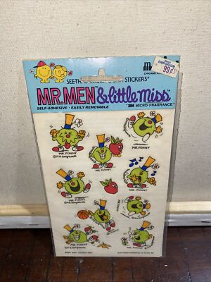 1976 SCRATCH N SNIFF MR. MEN AND LITTLE MISS STICKERS SEE THRU MARK 1 ...