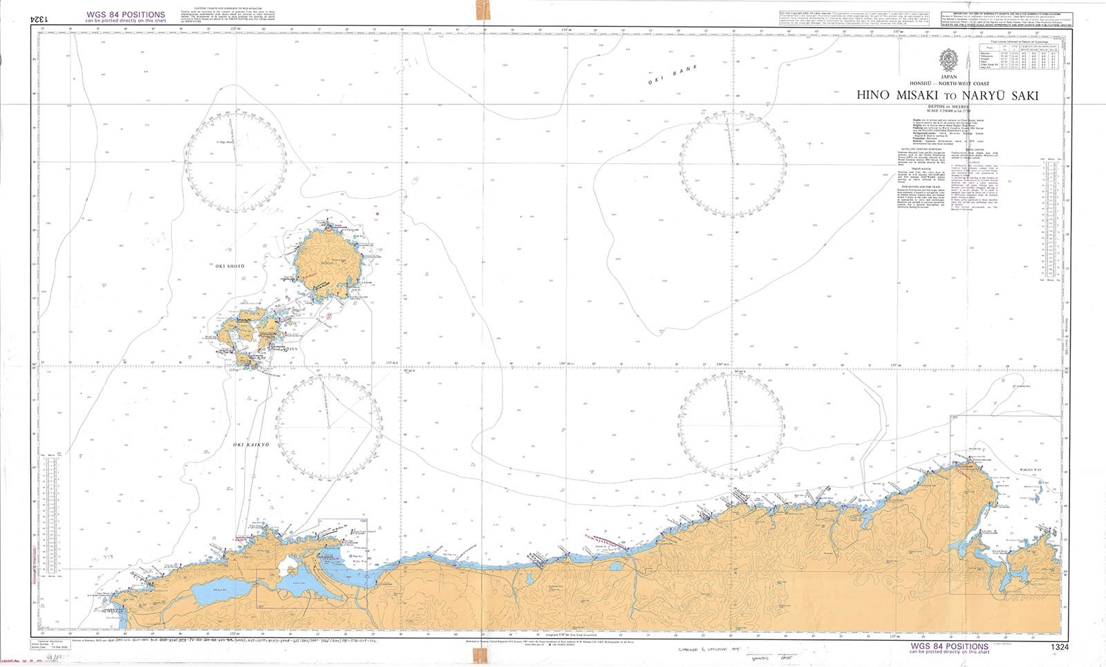1324 Honshu North West Coast Hino Misaki Naryu Saki Japan Chart Marine ...