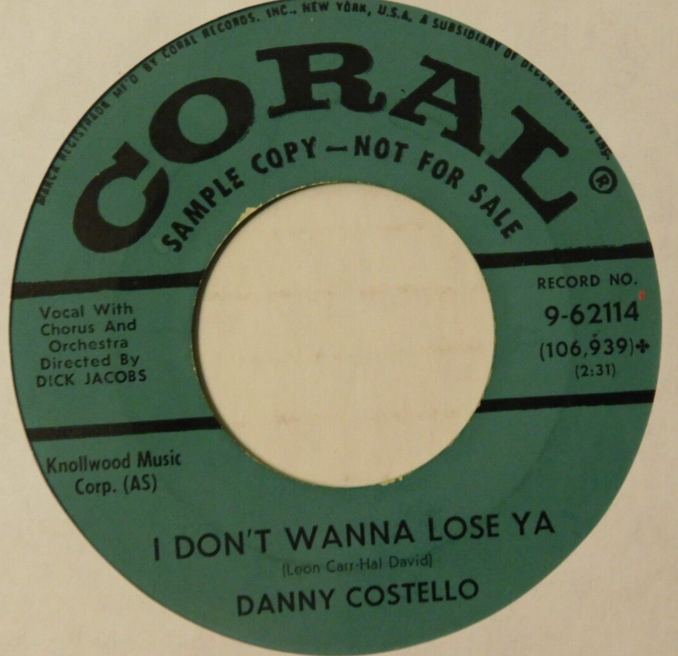 45 Danny Costello "Paper Doll/I Don't Wanna Lose Ya" Coral 9-62114 | eBay