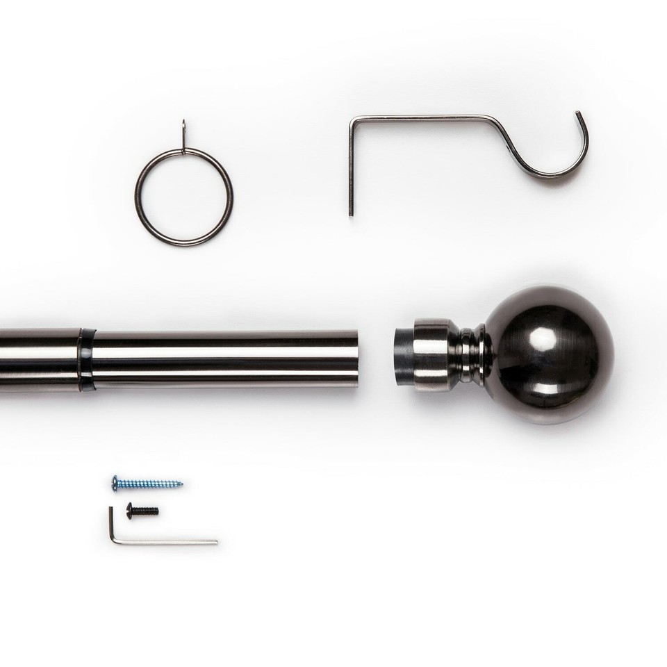 Extendable Metal Curtain Pole Chrome 28mm Includes Finals Rings & Rod ...