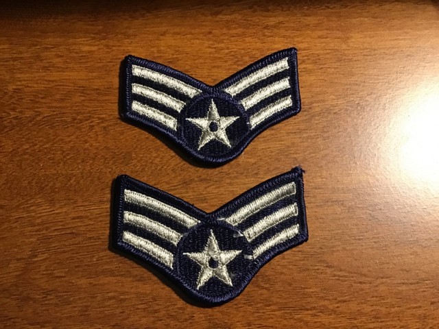 VINTAGE USAF AIR FORCE DRESS BLUE UNIFORM SENIOR AIRMAN E-4 3" WIDE ...