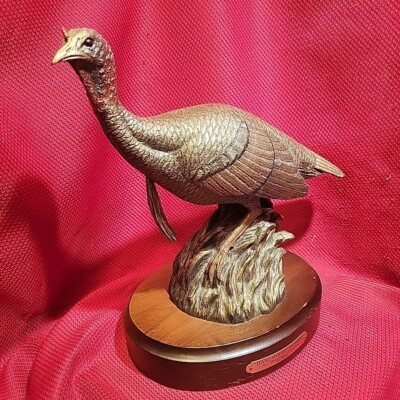 Bronze WILD TURKEY signed numbered Bird Statue 12" VTG Bradford ...