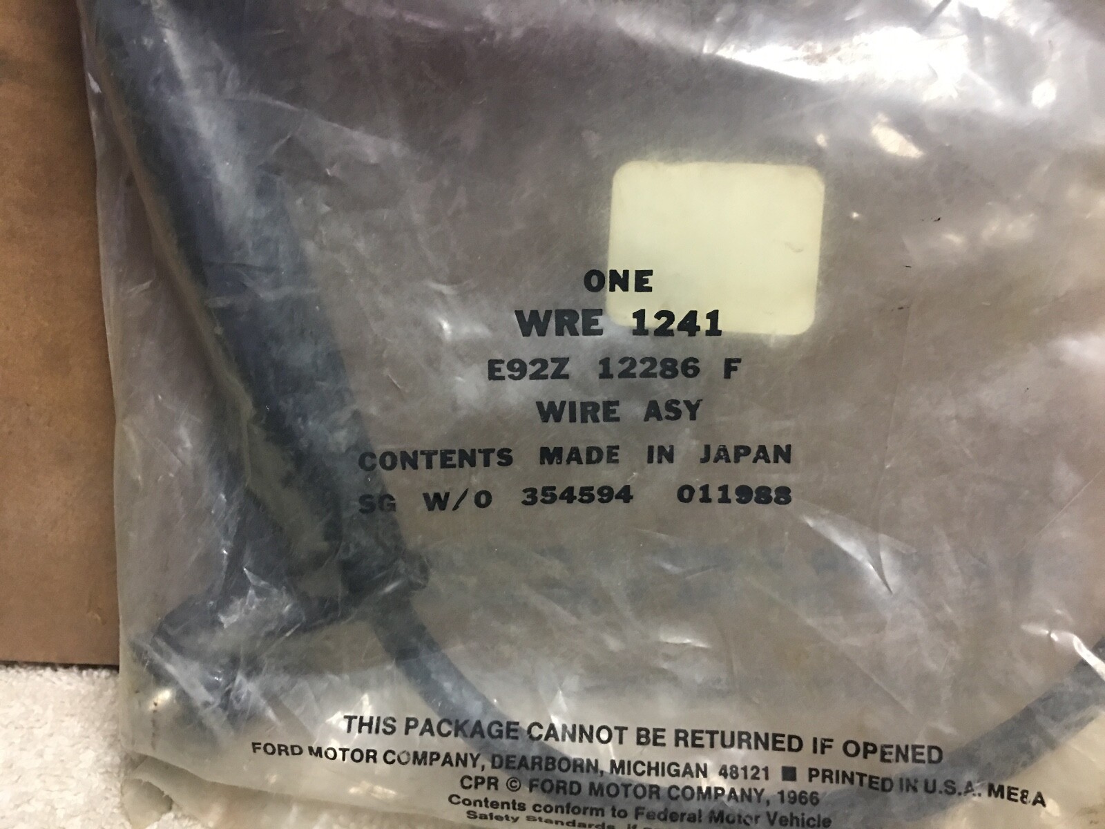 FORD MOTORCRAFT WRE 124 E92Z-12286-F WIRE ASSEMBLY | eBay