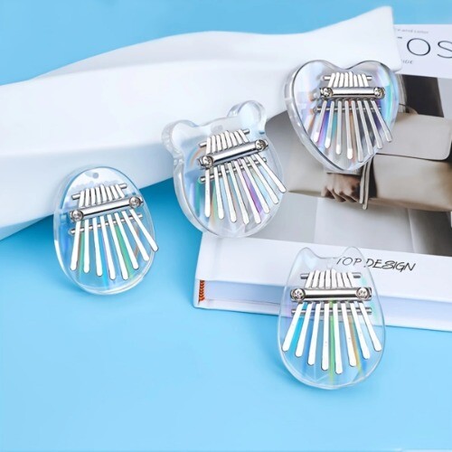 8 Keys Mini Kalimba RainbowTransparent Heart Crystal Kalimba Acrylic ...