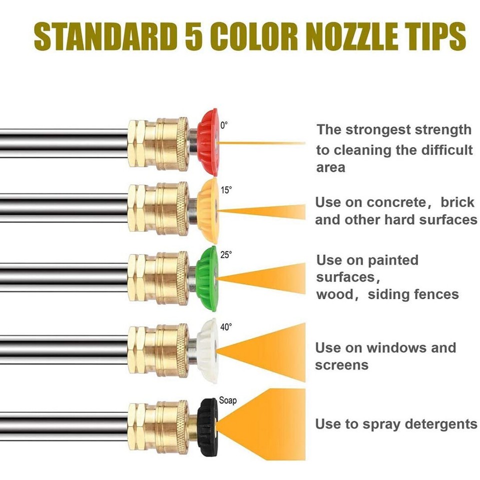 SPRAY GUN WAND LANCE & TIPS For Power Pressure Washer Water Pumps to ...