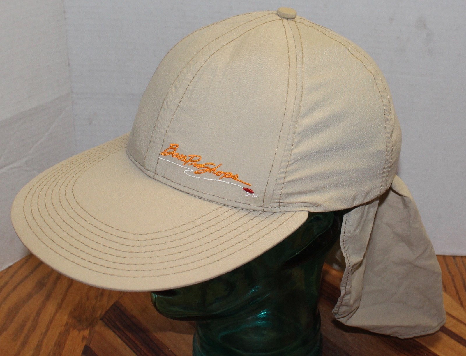 VINTAGE BASS PRO SHOPS FISHING HAT KHAKI SCRIPT LOGO SNAPBACK USA MADE ...