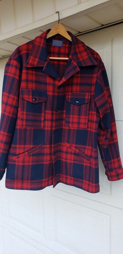 Vintage Pendleton Plaid Wool Hunting Mackinaw Cruiser Jacket XL Red ...