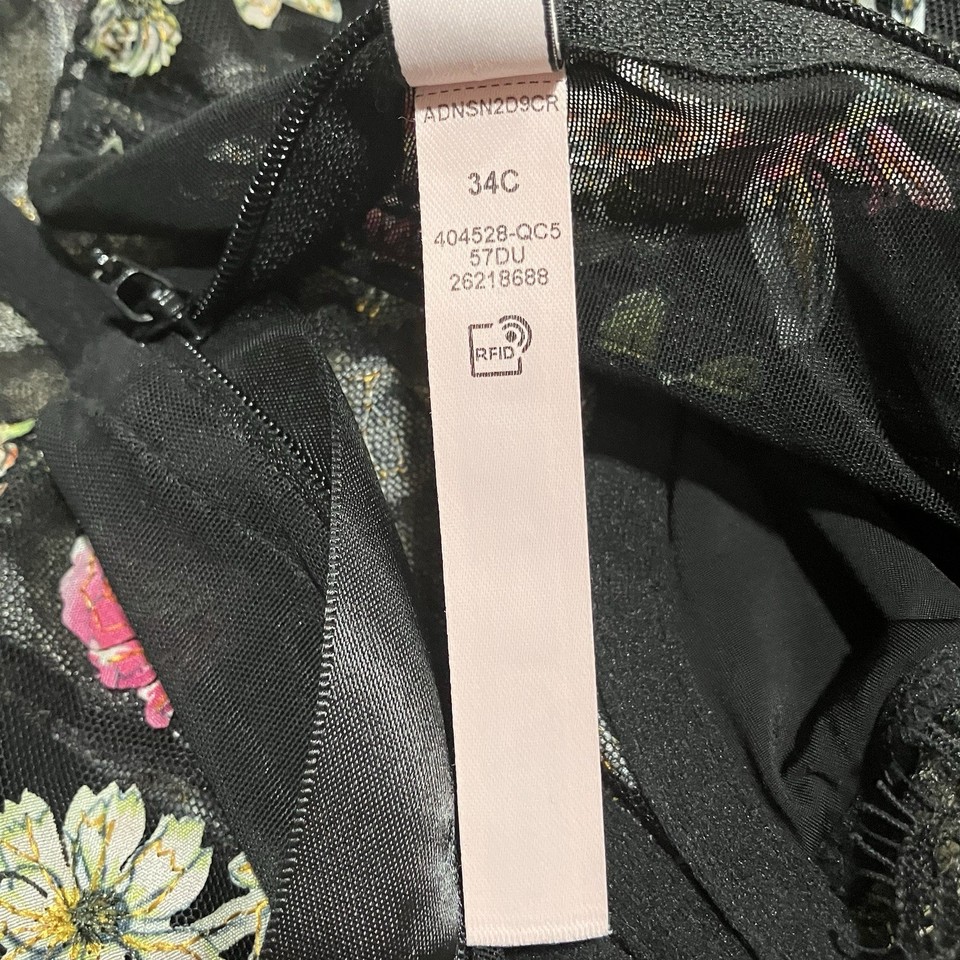 Victorias Secret Dream Angels Corset Bustier Bra Top 34C Black Floral ...