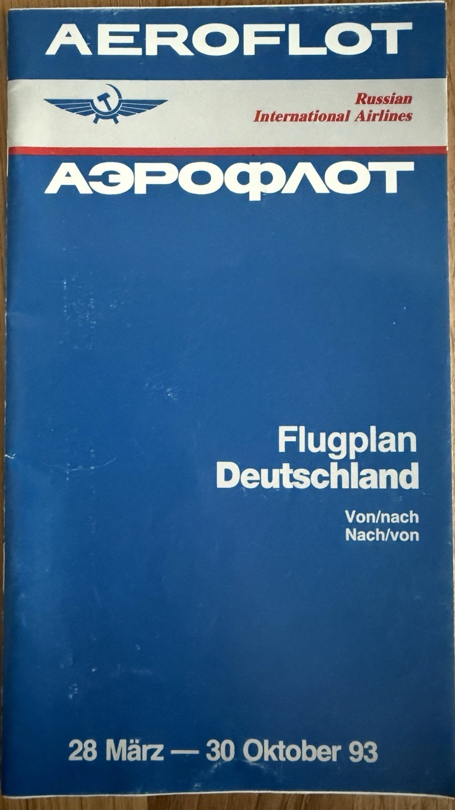 AEROFLOT AIRLINES SUMMER 1993 TIMETABLE-GERMANY IL62 ROUTE MAP TU154 ...