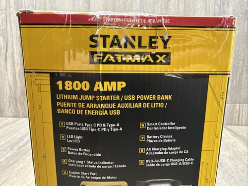 Stanley FATMAX LJ18F | 1800 Amp Lithium Jump Starter & USB Power Bank ...