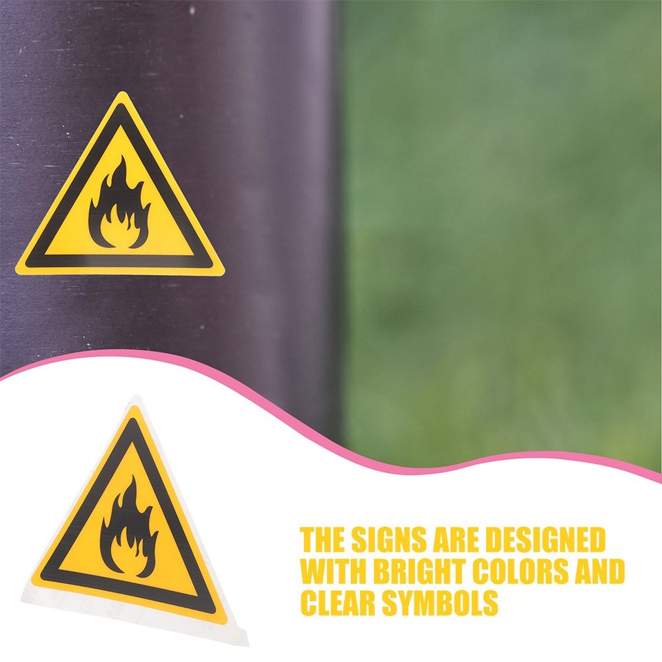 2 Pcs Security Signs Flammable Warning Label Safety Stickers Fire ...
