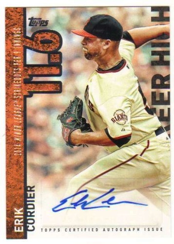 2015 Topps Career High Autographs #CHA-EC Erik Cordier Giants NM-MT ...