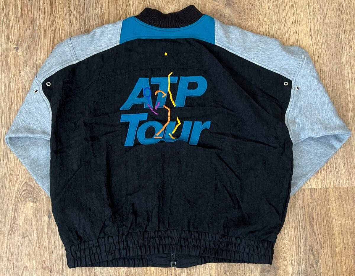 Adidas vintage 90s Tennis ATP Tour Logo Black Tracksu… - Gem