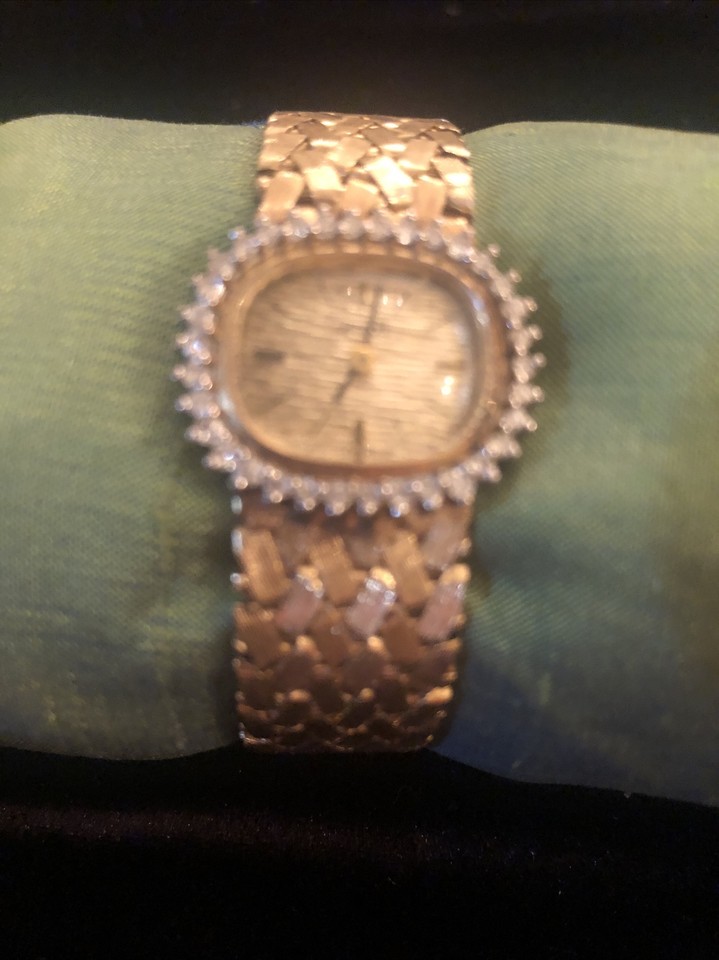 VERANO SEMAG ladies 14kt yellow gold & Diamond watch Woven YG Gold Band ...