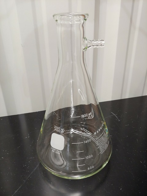 Very Corning Pyrex Glass 2000mL 2L Heavy Wall Filter Filtering Flask ...
