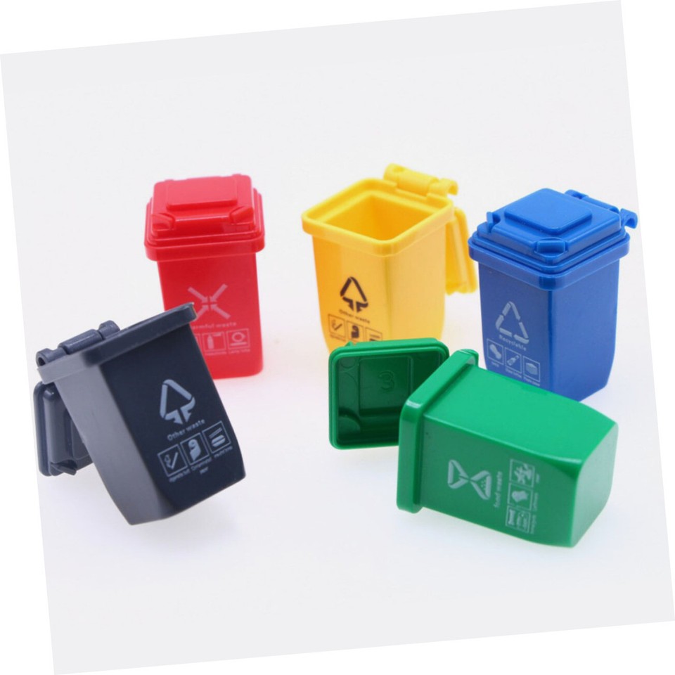 2 Pieces Miniature Recycle Bin Garbage Can Trash Dollhouse Sorting ...