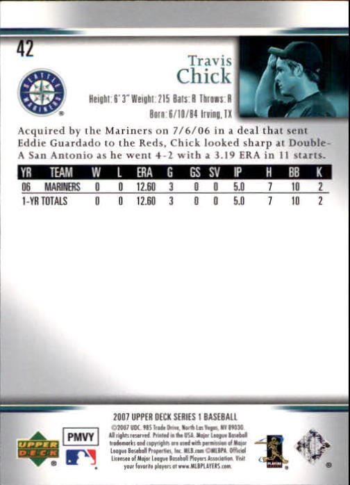 2007 Upper Deck #42 Travis Chick (RC) | eBay