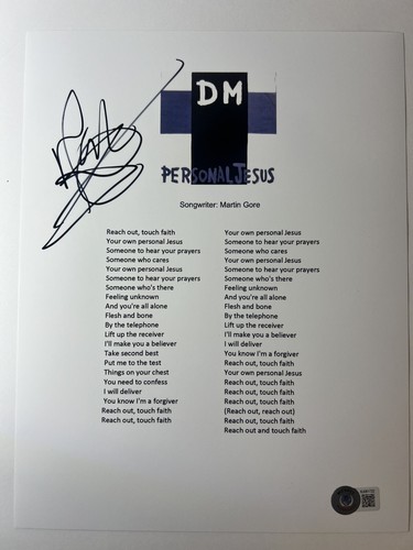 MARTIN GORE DEPECHE MODE SIGNED PERSONAL JESUS LYRIC SHEET BECKETT ...