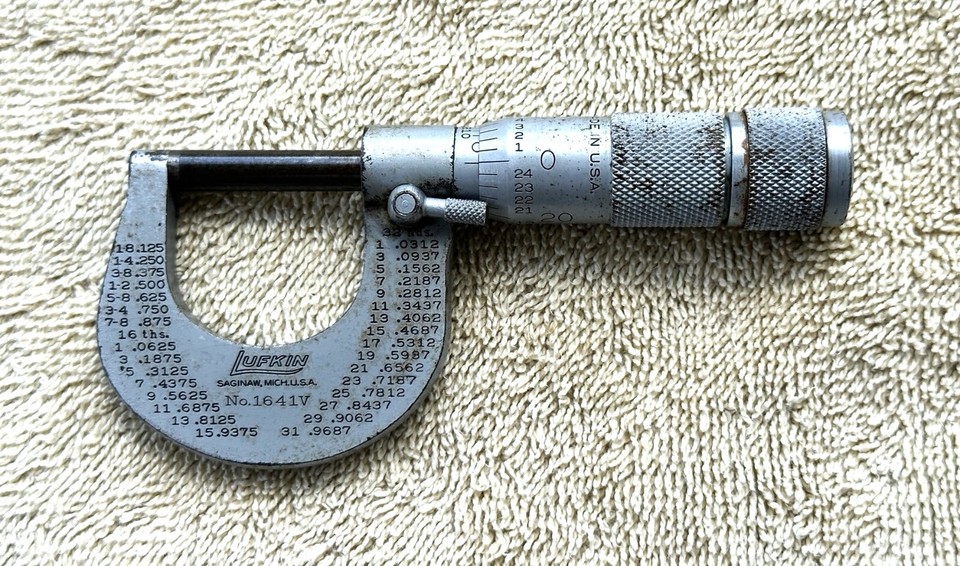 VINTAGE LUFKIN 0-1 INCH OUTSIDE MICROMETER NO. 1641V WITH LOCK | eBay