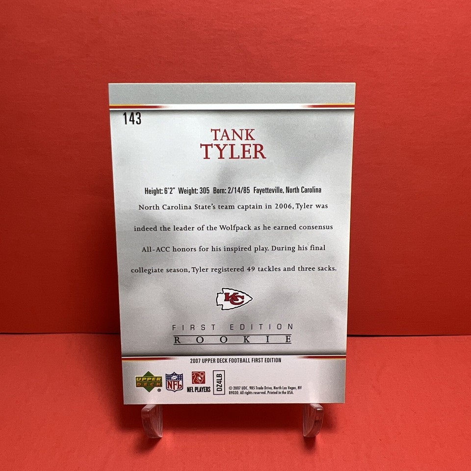 2007 Upper Deck First Edition Tank Tyler #143 Rookie RC EX | eBay