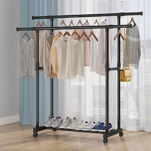 Heavy Duty Clothing Garment Rack Rolling Clothes Organizer Double Rails ...