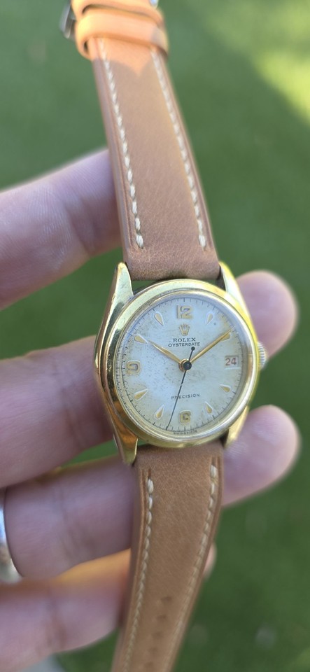 Vintage Rolex Oysterdate Precision Gold Plated Ref 6066 30mm Manual ...