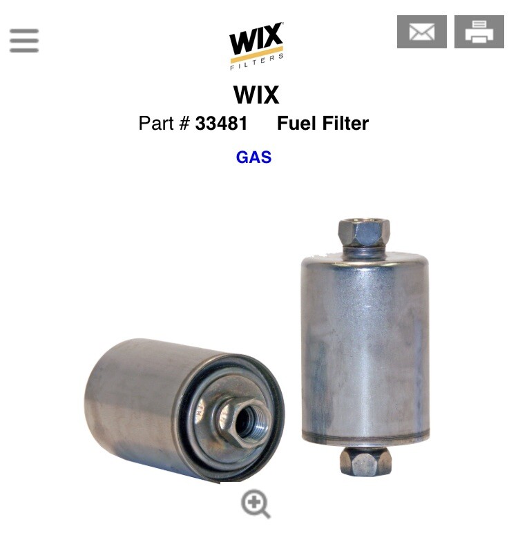 WIX 33481 - Fuel filter cross reference