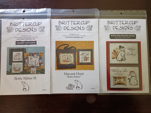 Lot of 3 - Brittercup Designs - Britty Kitty -Cross Stitch Patterns- 1 ...