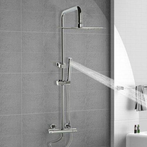 Silver Shower Set Stainless Steel With Handshower Mixer System Tap ...
