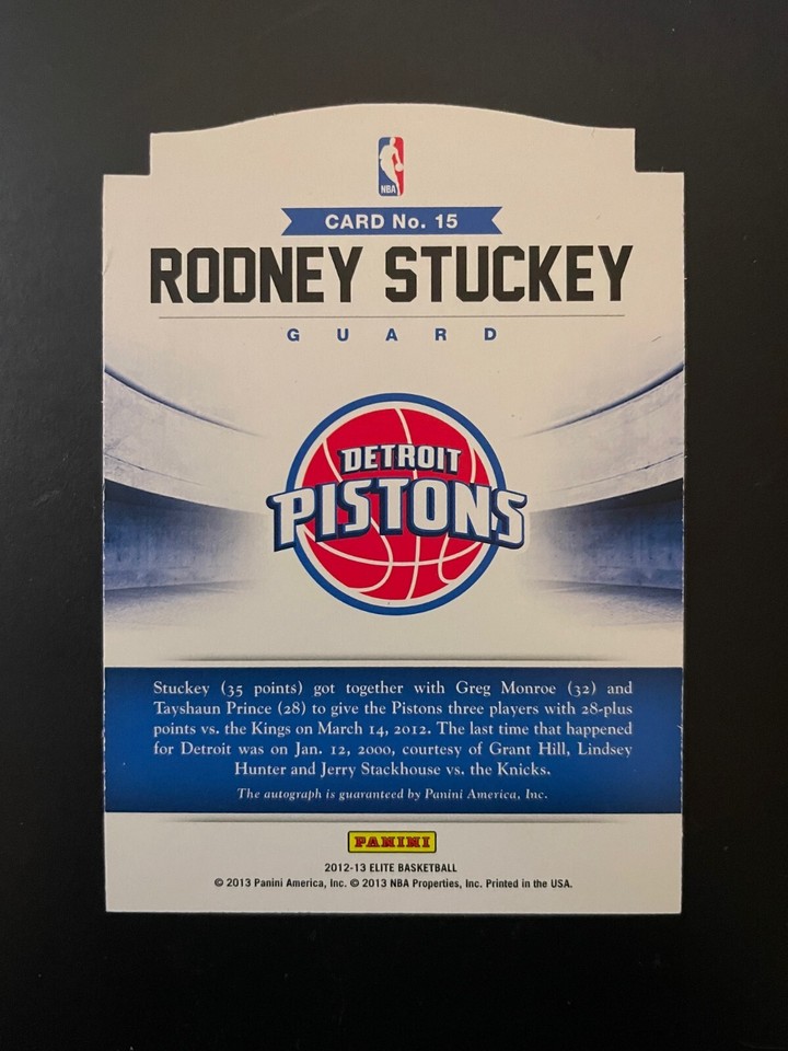 2012-13 Elite Turn of the Century Rodney Stuckey card #15 Die-Cut Auto ...
