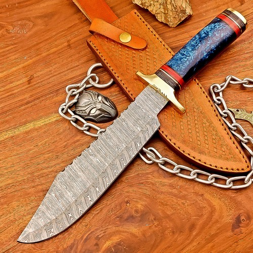 CUSTOM Handmade DAMASCUS STEEL KNIFE Hunting Knife Bowie KNIFE W/SHEATH ...
