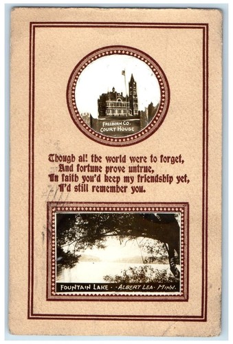 Freeborn Co. Court House Fountain Lake Albert Lea Minnesota RPPC Photo ...