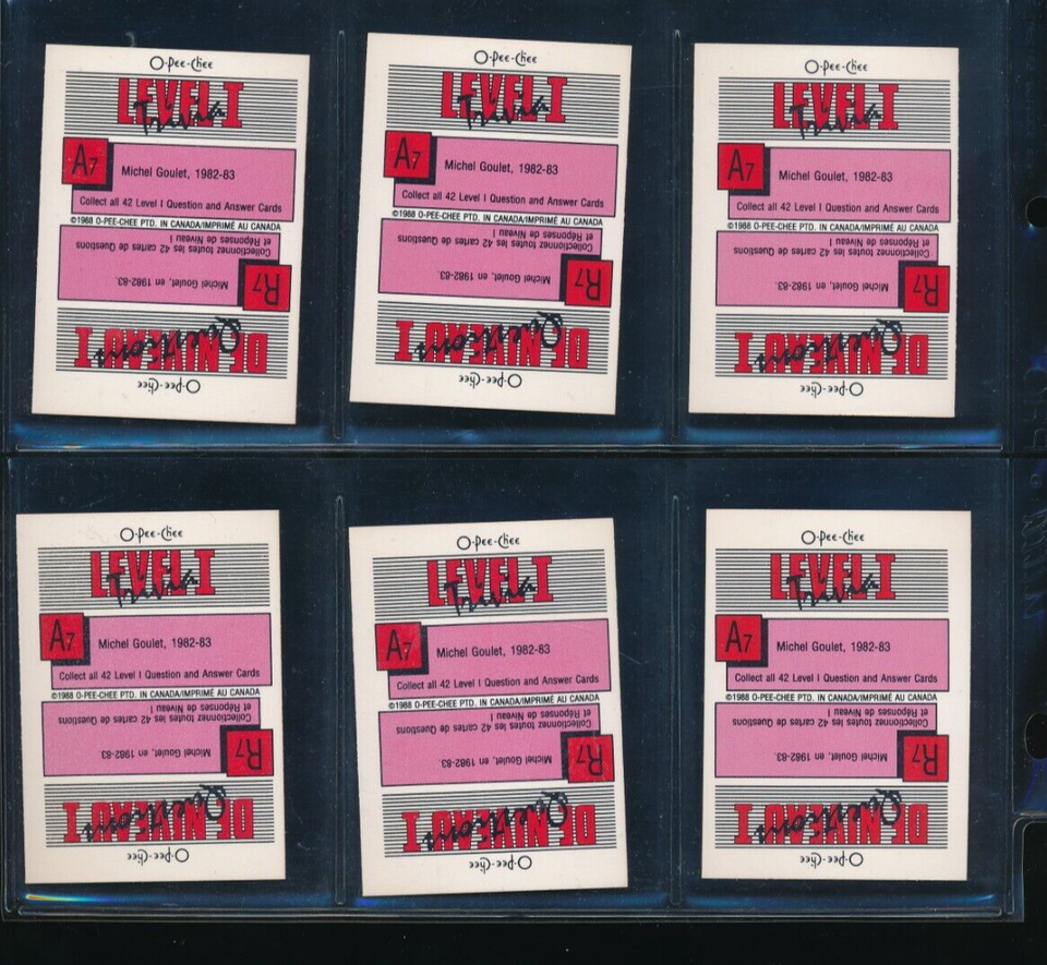 Lot (6) 1988-89 O-Pee-Chee Stickers #235 #105 Brent Sutter Dave Hunter ...