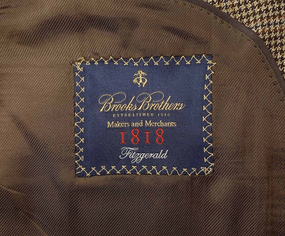 Mens 42 L Brooks Brothers 1818 Fitzgerald Brown Micro Check Windowpane ...