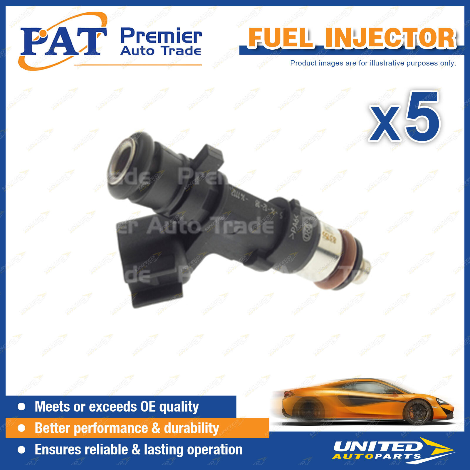 5 x PAT Fuel Injectors for Volvo C30 T5R C70 T5 S40 T5 V40 T4 T5R T5 ...