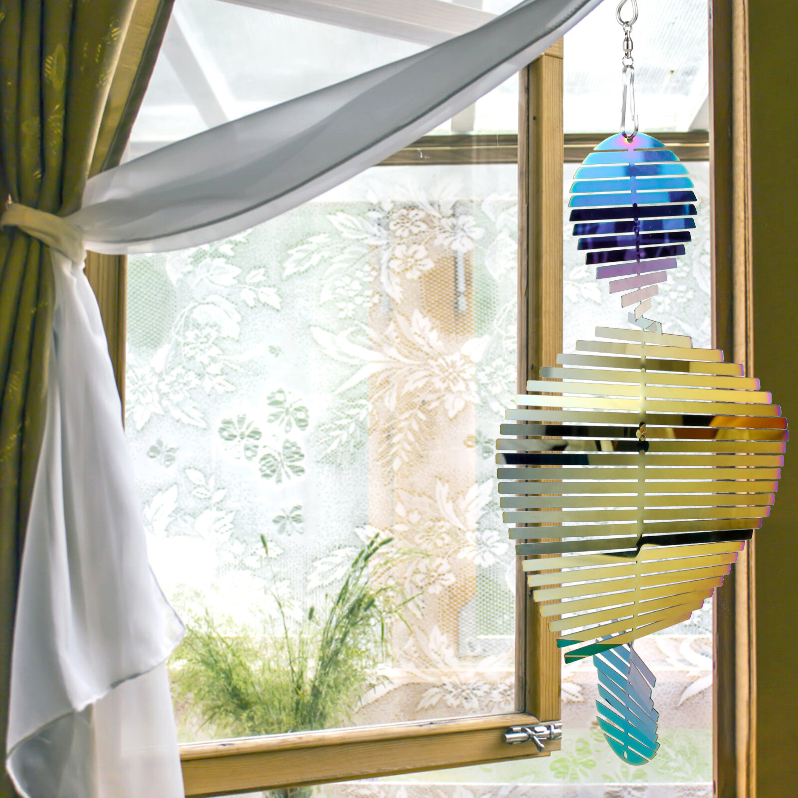 Wind Spinners 3D Hanging Garden Spinner Stainless Steel Mirror Wind PL ...